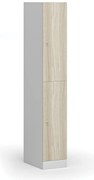 Šatní skříňka s úložnými boxy, 2 boxy, 1850 x 300 x 500 mm, demont, cylindrický zámek, laminované dveře, dub přírodní