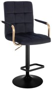 LuxuryForm DESIGN Barová židle VERONA GOLD VELUR na černé kulaté podstavě - černá