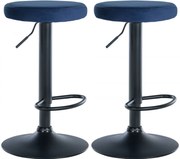 2x Barová židle Ponte - samet, černý rám - Modrá