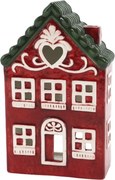 Červený keramický domek na čajovou svíčku Chamonix – 12*6,5*19 cm
