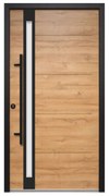 SplenDoor Vchodové dveře Thermodoor PLUS SP30A, 90 L, rozměr vč. zárubně: 1000 × 2100 mm, ocel, levé, dub Natur, prosklené