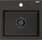 Mexen Milo, granitový dřez 435x410x171 mm, 1-komorový, černá-zlatá metalíza s černým sifonem, 6505441000-75-B