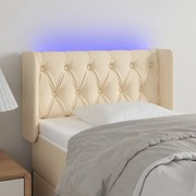 Čelo postele s LED krémové 83 x 16 x 78/88 cm textil