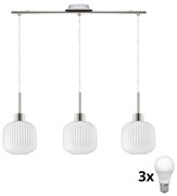 LED Lustr na lanku HARMA 3xE27/60W/230V matný chrom/bílá