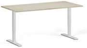 Výškově nastavitelný stůl, 160x80 cm, 1 motor, bílá podnož, dub přírodní