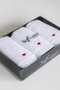 Dárková sada malých ručníků MICRO LOVE, 3 ks Bílá / červené srdíčka