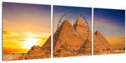 Obraz - Egyptské pyramidy (s hodinami) (90x30 cm)
