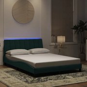 Rám postele s LED osvětlením bez matrace Hanko tmavě zelený 140 x 190 cm samet 3213778