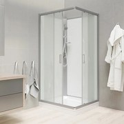 Mereo Mereo, Sprchový box bez střechy, čtvercový, satin ALU, sklo Point, zadní stěny bílé, CK34122KMW
