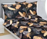 Bellatex Povlečení bavlněné 140x200, 70x90 cm Monstera Tmavě šedá,Oranžová