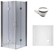 BPS-koupelny Čtvercový sprchový kout HYD-SK1290B 90x90 chrom/transparent + vanička HYD-SSV-ST02B bílá