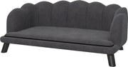 PawHut luxusní pohovka pro psy s dřevěnou opěrkou zad tmavě šedá 98,5x60,5x35,5cm | Aosom