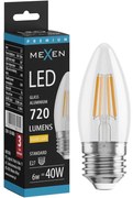 Mexen Vintis LED žárovka vlákno E27, C35, 6W, Teplá - 2700K, 720 lm, čirá - L154-E27-0627-00