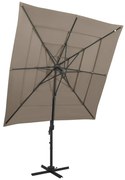 4stupňový zahradní slunečník s hliníkovou tyčí taupe 250x250 cm 313823