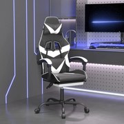 Herní židle s podnožkou černá a bílá umělá kůže 3143859