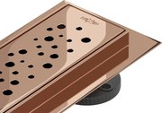 Mexen Flat, lineární podlahový žlab 60 cm, M12, růžové zlato, 1621060-15