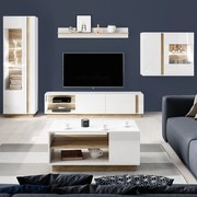 Obývací stěna ARCO | 5 dílů | 247,5 cm + 100x60 cm | bílá mat/lesk/dub grandson