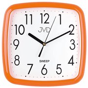 Oranžové hranaté barevné nástěnné tiché netikající hodiny JVD sweep HP615.7