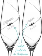 Svatební skleničky na sekt Diamante Silhouette s krystaly Swarovski 2 ks