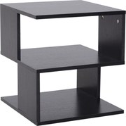HOMCOM Designový Konferenční Stolek, Bílý Obývací Stolek, 2 Otevřené Poličky, Moderní Design, Konferenční a Obývací Stolek, Dřevo, 40x40x43 cm, Černý