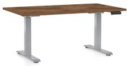 Výškově nastavitelný stůl OfficeTech D, 120 x 80 cm, šedá podnož, dub silverjack
