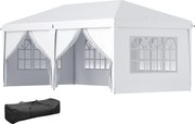 Skládací altán Outsunny 6x3x2,7m - Skládací zahradní stan se 4 panely, 4 okny a 2 zipovými dveřmi, 1 UV-odolnou vodotěsnou taškou na outdoor balkon ne