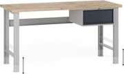 Výškově nastavitelný dílenský stůl G7, buková spárovka, 1700 x 685 x 840-1040 mm, 1x kontejner, 1 zásuvka, grafit