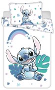 Bílé/modré bavlněné dětské povlečení do postýlky 135x100 cm Lilo and Stitch "Rainbow" – Jerry Fabrics
