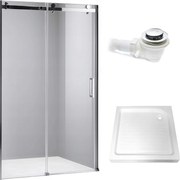BPS-koupelny Posuvné sprchové dveře HYD-PD03B 100 chrom/transparent pro instalaci do niky + vanička HYD-OSV-SXL03C 100x80 bílá