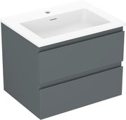 Mexen Orio, koupelnová skříňka 60 cm s umyvadlem Otis, 2 zásuvky, grafitová matná/bílá matná, 91A10-06047-2-BFF66-W18M01