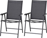 Sada skládacích křesel Outsunny s opěrkami 2 kusy | Aosom