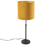 Stolní lampa černá se sametovým odstínem žlutá se zlatem 25 cm - Parte