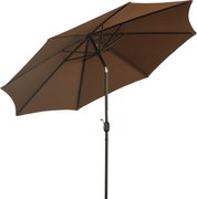 Outsunny slunečník s ruční klikou Ø2,95 x 2,5 m, skládací slunečník, tržní slunečník, hnědý, 180/m² polyester, stabilní| Aosom