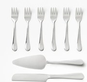 Bílé/ve stříbrné barvě nerezové dezertní vidličky v sadě The Essentials Cake Tools – Printworks