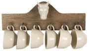 Nástěnný dřevěný věšák s hrnečky Chick Bei - 48*9*17 cm