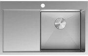 Mexen Exar nerezový dřez 1-komorový s odkapávačem, pravý 780 x 480 mm, inox - 6434781010P-01