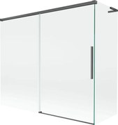 Mexen Rox, L posuvná 2-křídlová vanová zástěna 180 + 80 x 150 cm, 8mm čiré sklo, broušený grafit profil, 8C9L-180-080-66-00