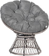 Outsunny Synthetic Rattan Otáčecí Papasan Křeslo Oválné Wicker PE Křeslo s Polštářem a Ocelovým Rámem Nosnost 160 kg pro Zahradu, Patio, Terasu 87x97…