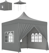 Outsunny Skládací Slunečník 3x3 m s 4 Anti-UV Bočními Stěnami a Nastavitelnou Výškou, Robustní Kovový Rám a Nosná Taška pro Kempování a Oslavy | Aosom