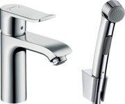Hansgrohe Metris New, umyvadlová baterie s ruční sprchou Bidette, s výpustí, chromová, 31285000