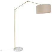 Stojací lampa zlatá ssvětle hnědým stínítkem 50 cm nastavitelná - Editor