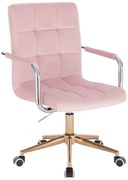 LuxuryForm DESIGN Otočná židle VERONA VELUR na zlaté podstavě s kolečky - růžová