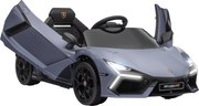 Dětské elektrické autíčko AIYAPLAY 12V s dálkovým ovládáním 2.4G, elektrické vozidlo s LED světly, USB/MP3 připojením, křídlovými dveřmi, odpruženými