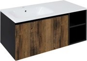 Sapho Lorea - Umyvadlová skříňka 100x46x52 cm, 1x zásuvka, levá, dub collingwood/matná černá LE070-1935-L-13