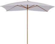 Zahradní slunečník Outsunny 295x200 cm s dřevěným sloupem, bambusovými žebry a kladkovým systémem - Vodotěsný klasický bílý slunečník pro terasu nebo