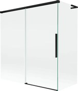 Mexen Rox, L posuvná 2-křídlová vanová zástěna 150 + 70 x 150 cm, 8mm čiré sklo, černý matný profil, 8C9L-150-070-70-00