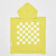 Žlutá dětská plážová osuška s kapucí Sunnylife Checkerboard, 3-6 let