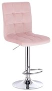 LuxuryForm DESIGN Barová židle TOLEDO VELUR na stříbrné kulaté podstavě - růžová