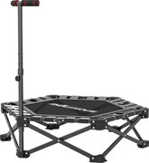 Fitness trampolína s nastavitelnou T-rukojetí, skládací, taška na přenášení, nosnost 120 kg, ocel, plast, černá barva