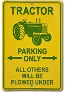 Plechová cedule Tractor Parking only 20 cm x 30 cm